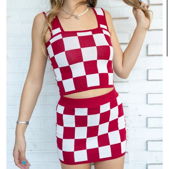 Other | Red White Checkered Set | Poshmark